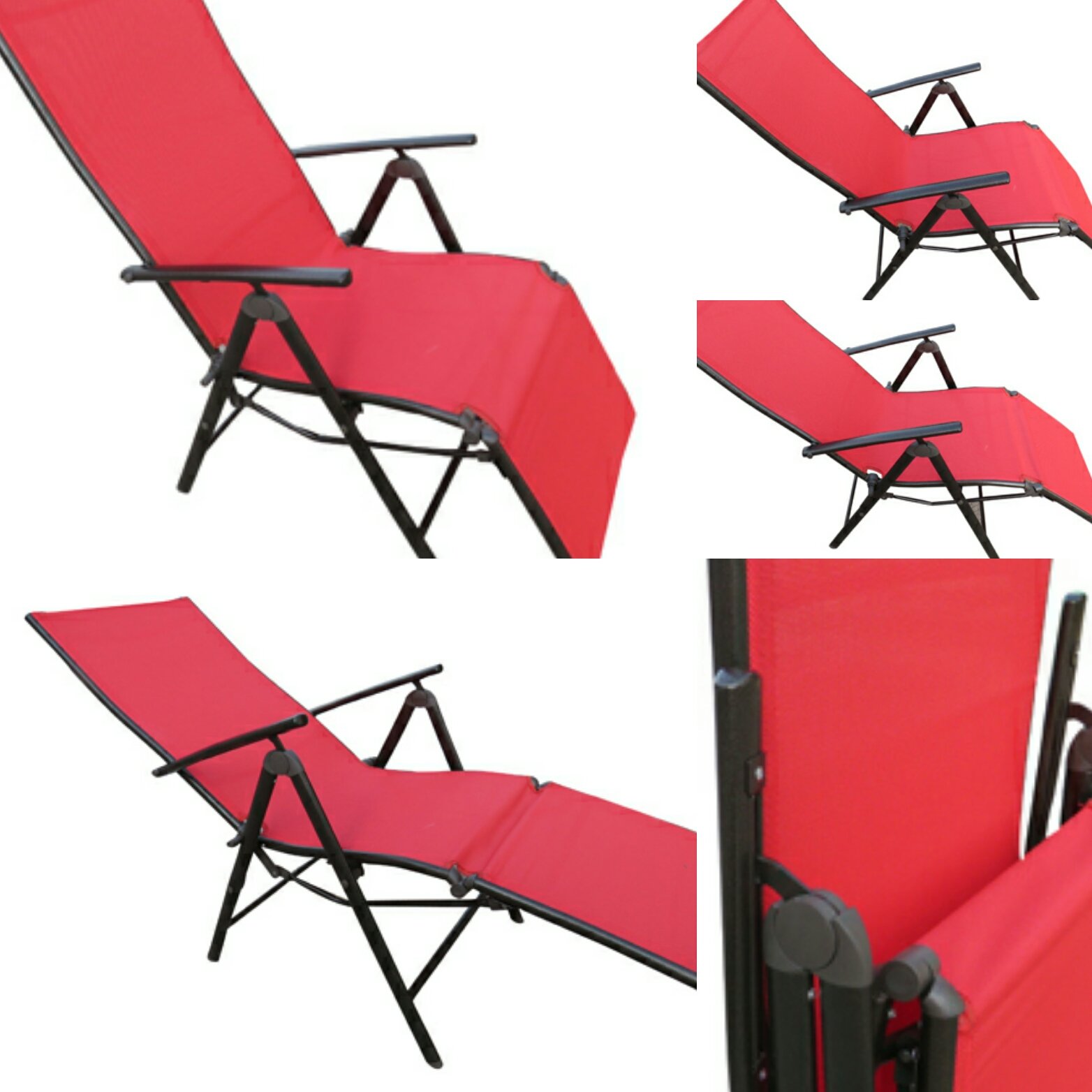 Folding Multi Stage Reclining Chair - Leg Frame - Red - Amaze Furniture