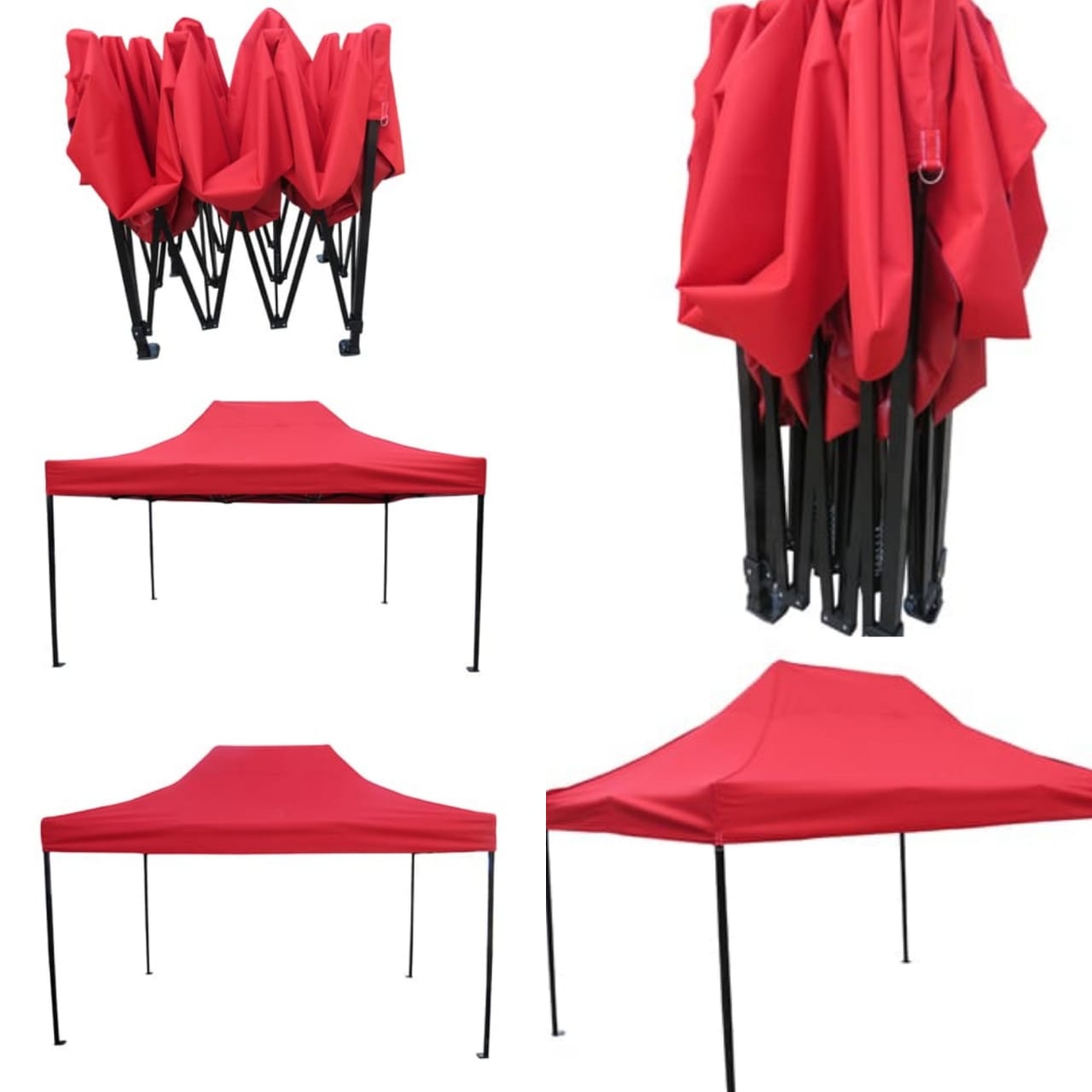 Quick Foldable Gazebo, 15' x 10', H.D., T. RED - Amaze Furniture