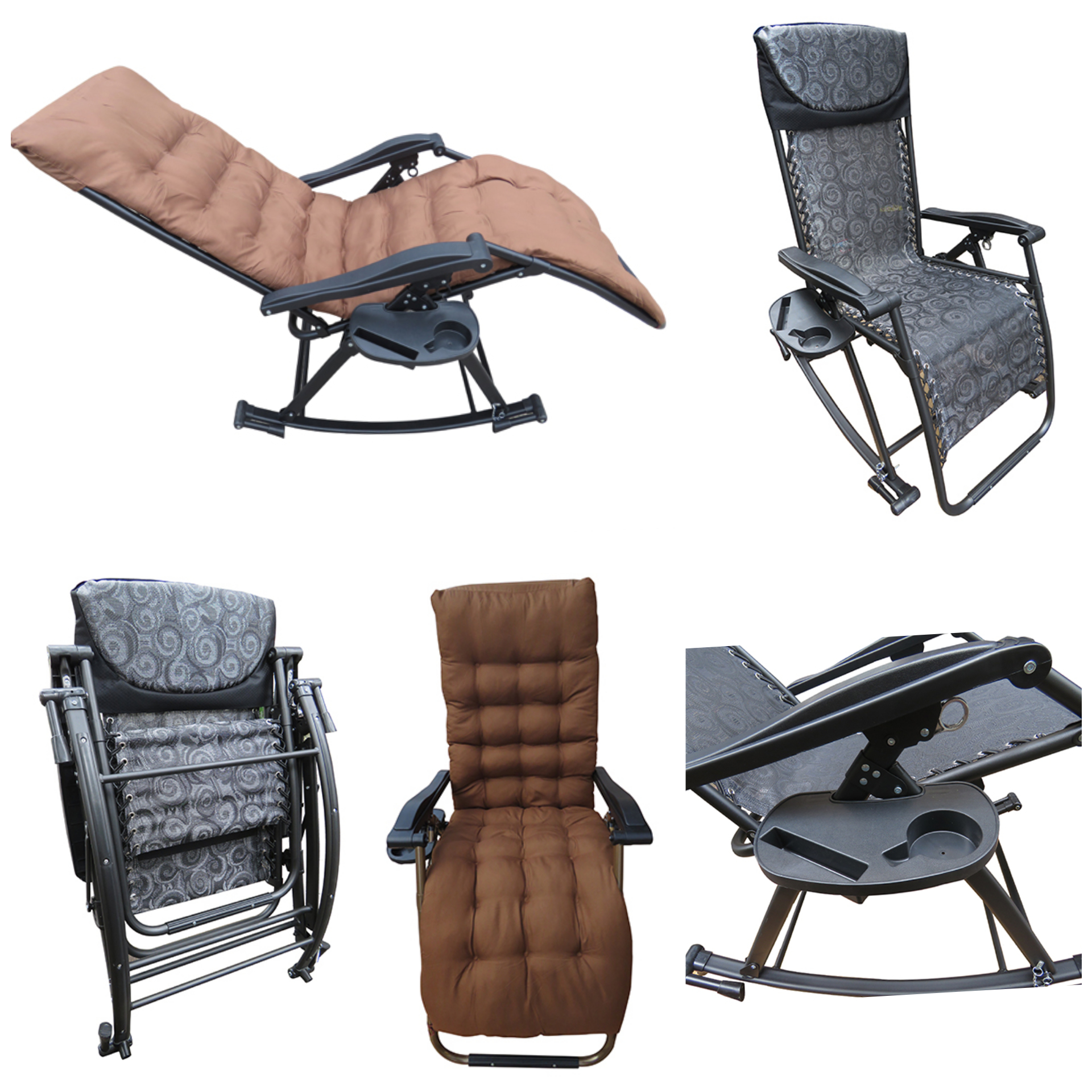 Folding portable zero gravity compact easy push back rocking ...